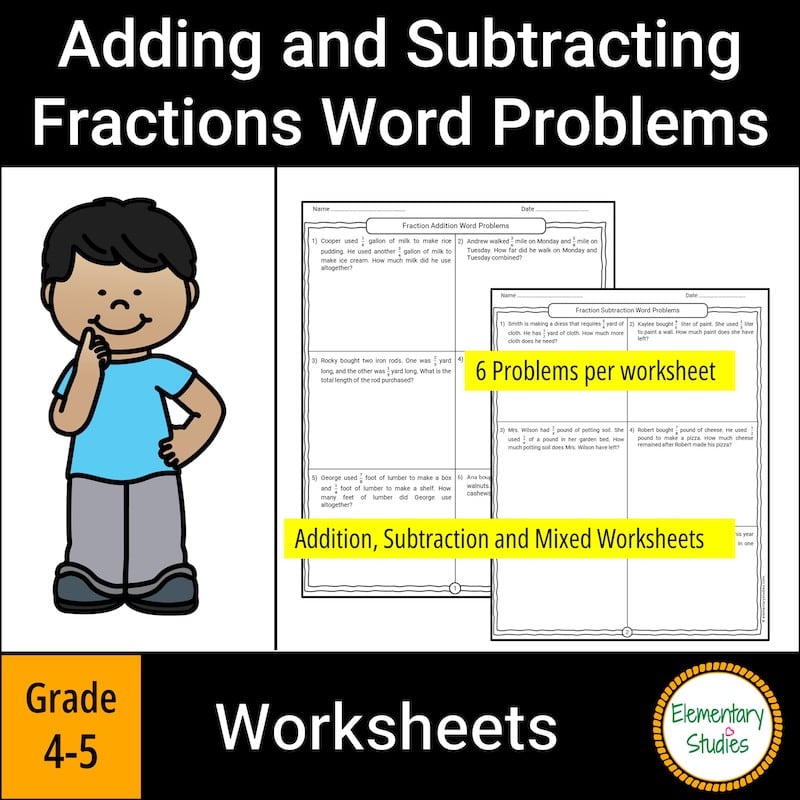 Adding And Subtracting Fractions Word Problems Elementary Studies